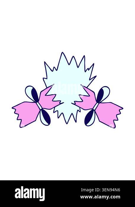neon light effect animation of hand drawn quirky cartoon pulled cracker ...