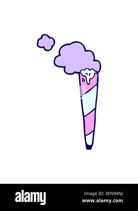 neon light effect animation of cartoon doodle rolled cigarette Stock ...