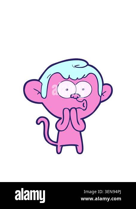 stretching up animation of cartoon hooting monkey Stock Video Footage ...