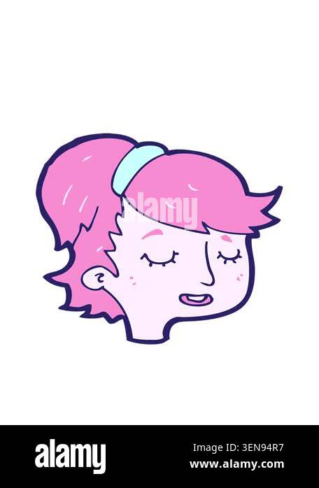 bobbing motion animation of cartoon pretty female face Stock Video ...