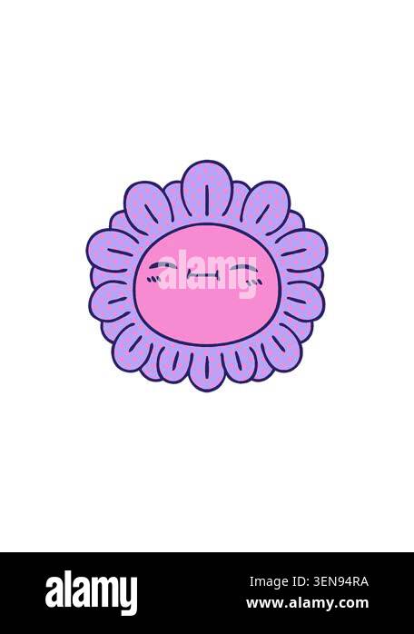 radioactive glowing animation of comic book style quirky cartoon flower ...