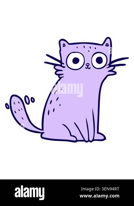 neon light effect animation of cartoon staring cat Stock Video Footage ...