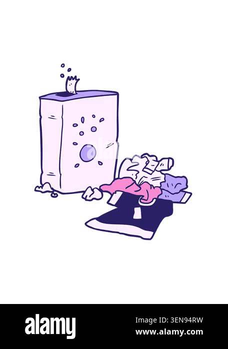 vibrating motion animation of cartoon washing powder and laundry Stock ...