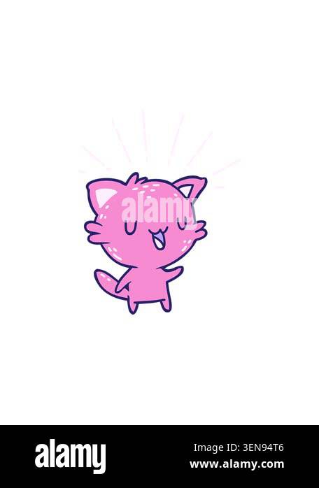 splitting effect animation of illustration of happy cat Stock Video ...