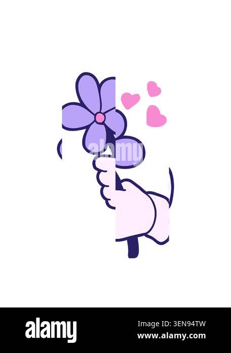 splitting motion animation of cartoon hand holding flower Stock Video ...