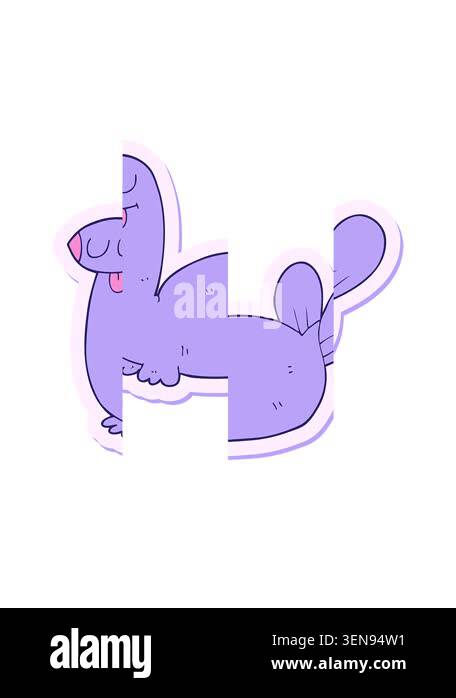 splitting motion animation of sticker of a cartoon seal Stock Video ...