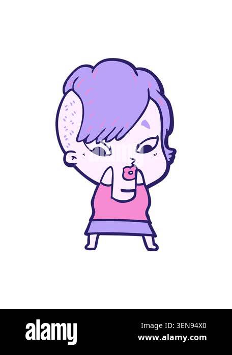 bob and pause animation of cartoon surprised girl Stock Video Footage ...