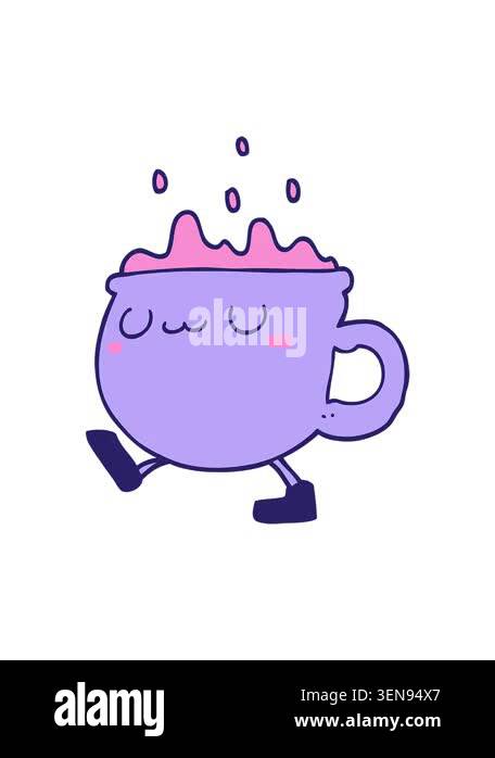 spinning motion animation of cartoon coffee cup walking Stock Video ...