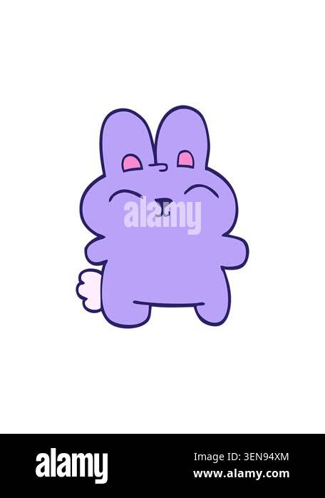 attention grabbing animation of cartoon doodle grey rabbit Stock Video ...