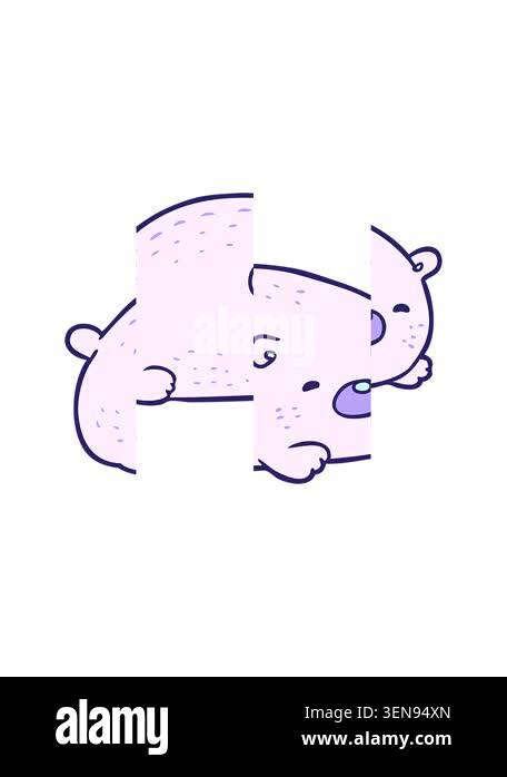 splitting motion animation of cute cartoon polar bear illustration ...