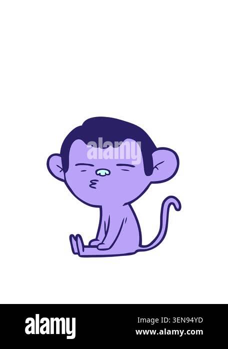 stretching up animation of suspicious monkey Stock Video Footage - Alamy