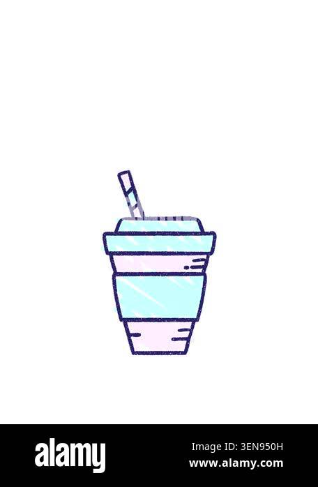 jumping motion animation of Iced Coffee Chalk Drawing Stock Video ...