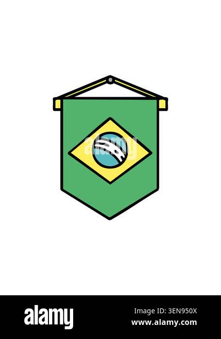 splitting effect animation of brazil national flag hanging banner Stock ...