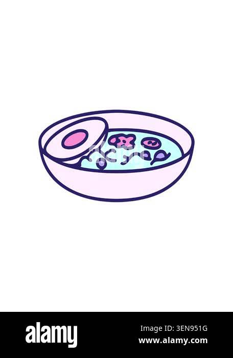 radioactive glowing animation of a traditional japanese ramen bowl ...
