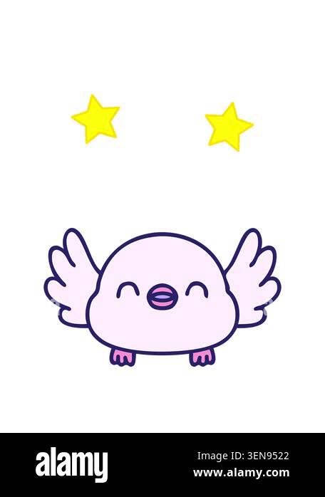 spinning stars animation of cute baby doodle bird Stock Video Footage ...
