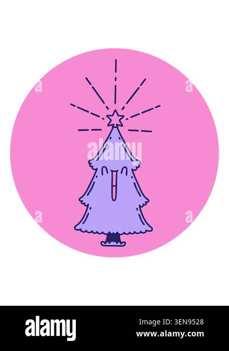 vibrating motion animation of icon of a tattoo style christmas tree ...