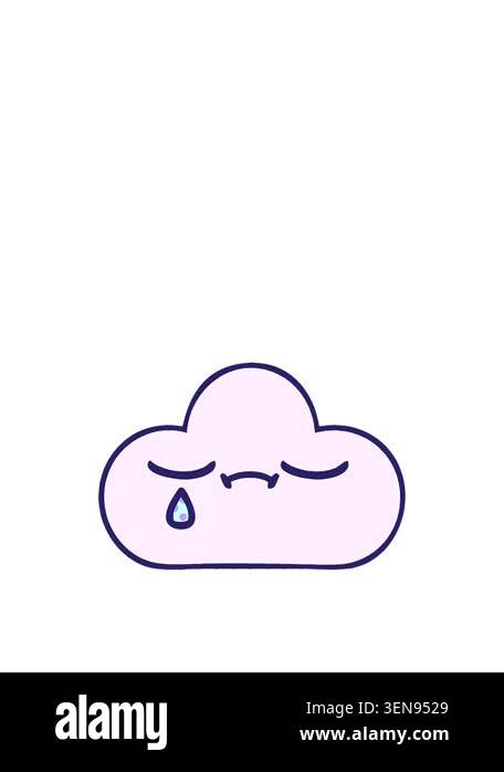 stretching up animation of comic book style cartoon of a sad cloud ...