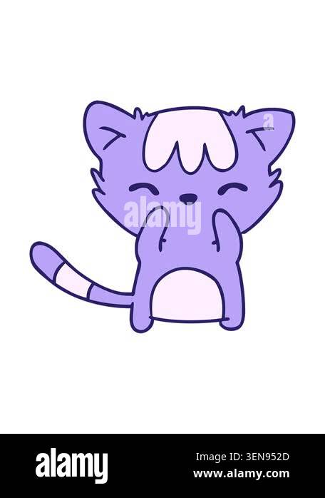 power up animation of freehand drawing of cute kawaii cat Stock Video ...