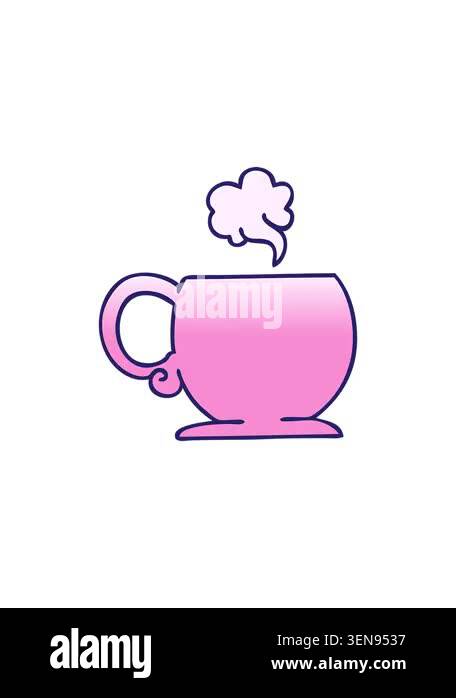 flashy sales animation of gradient shaded quirky cartoon hot drink ...