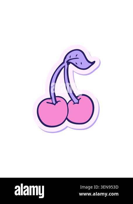 pressure popping animation of sticker of a cartoon cherries Stock Video ...