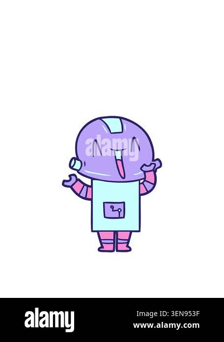 stretching up animation of quirky cartoon robot Stock Video Footage - Alamy