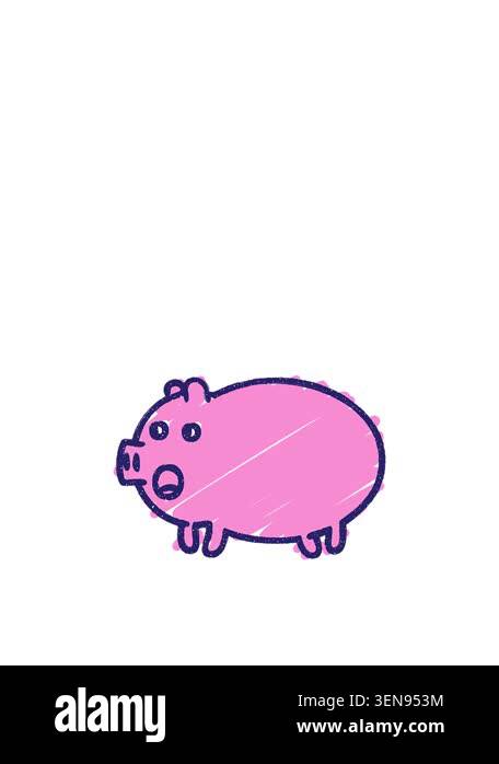 jumping motion animation of Pig Chalk Drawing Stock Video Footage - Alamy