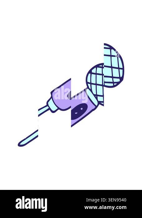 splitting motion animation of cartoon doodle microphone Stock Video ...