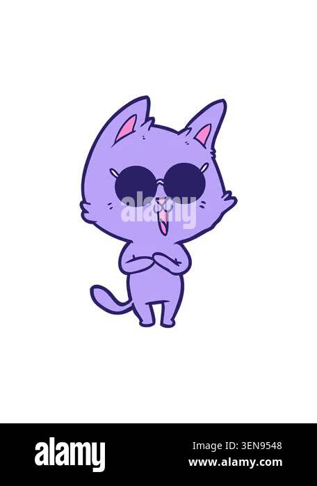 spinning motion animation of funny cartoon cat wearing sunglasses Stock ...