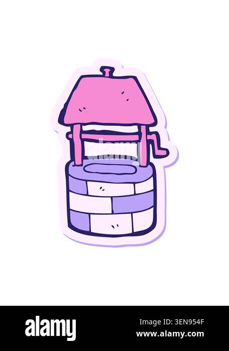 shaking motion animation of sticker of a cartoon well Stock Video ...