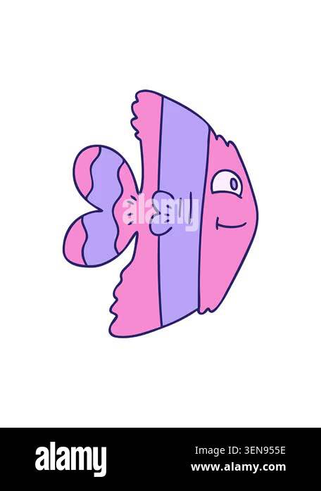 spinning motion animation of handdrawn quirky cartoon fish Stock Video ...