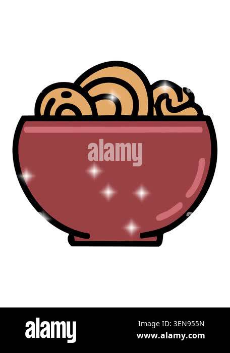 glitter effect animation of noodles in a simple bowl Stock Video ...