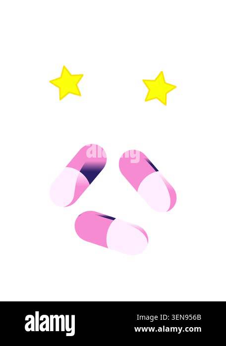 spinning stars animation of illustration of some medical pills Stock ...