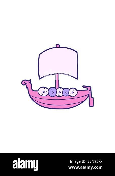 attention grabbing animation of cartoon viking boat Stock Video Footage ...
