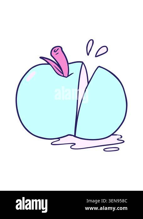 attention grabbing animation of cartoon sliced apple Stock Video ...