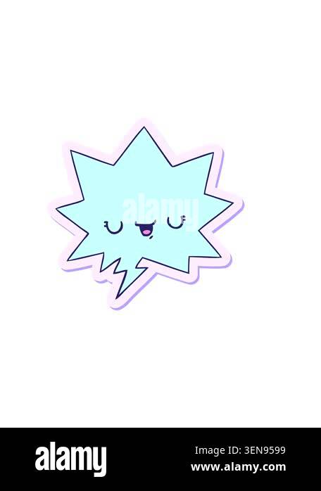 horizontally vibrating animation of happy cartoon expression with ...