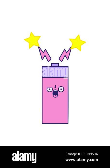 spinning stars animation of cartoon drawing of a battery Stock Video ...