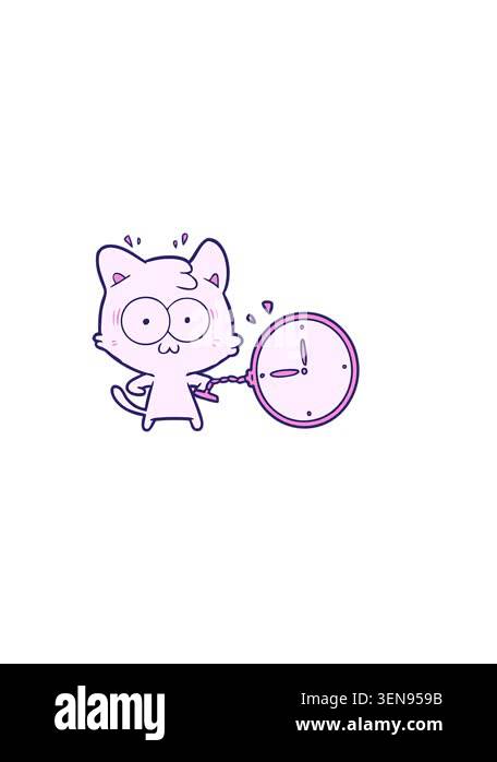 horizontally vibrating animation of a cartoon surprised cat Stock Video ...