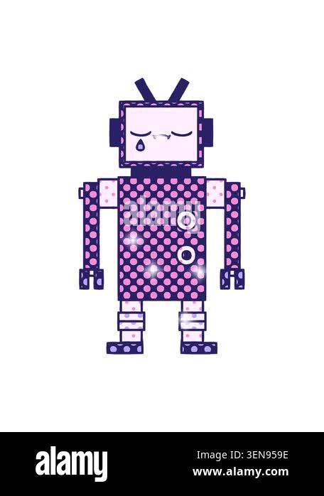 glitter effect animation of comic book style cartoon of a robot Stock ...