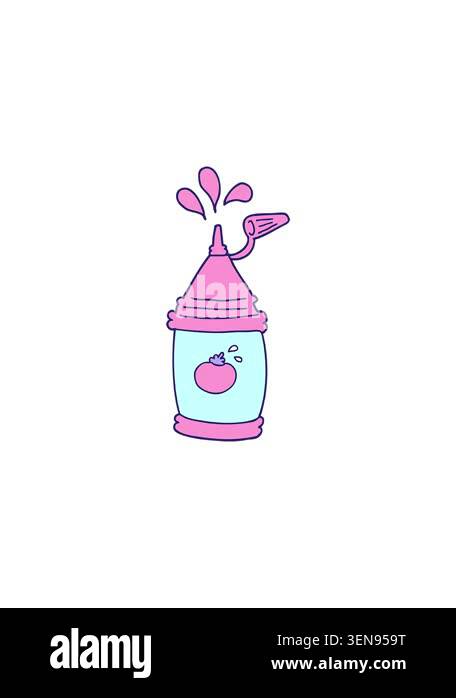 radioactive glowing animation of cartoon ketchup bottle Stock Video ...