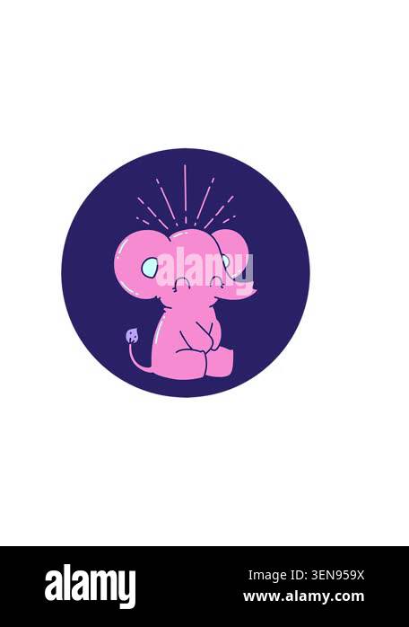 horizontally vibrating animation of icon of a tattoo cute elephant ...