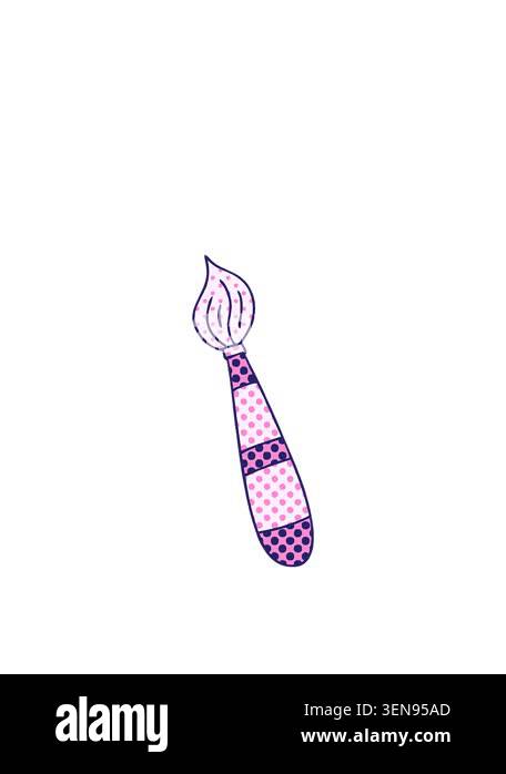 jumping motion animation of comic book style quirky cartoon paint brush ...