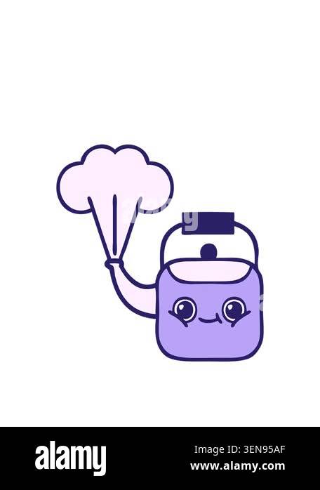 stretching up animation of cute cartoon of steaming kettle Stock Video ...