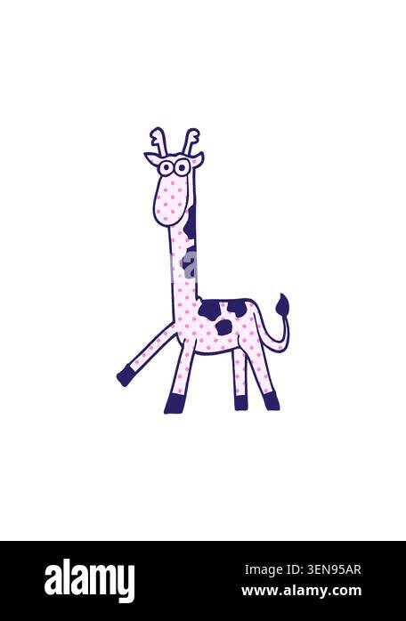attention grabbing animation of a cartoon doodle walking giraffe Stock ...