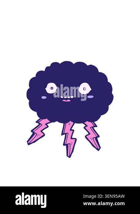 stretching up animation of happy cartoon rain cloud Stock Video Footage ...