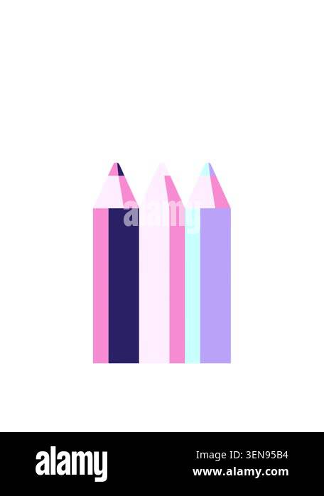 rise and float animation of color pencils illustration icon Stock Video ...
