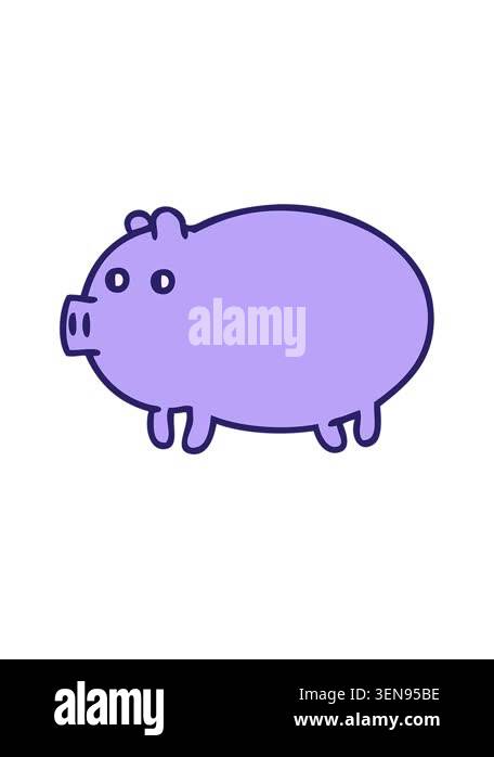 jiggle motion animation of cute cartoon of a fat pig Stock Video ...