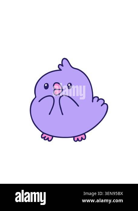 blinking radial lines animation of cartoon of a cute baby bird looking ...