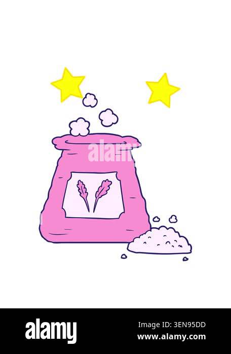 spinning stars animation of cartoon bag of flour Stock Video Footage ...