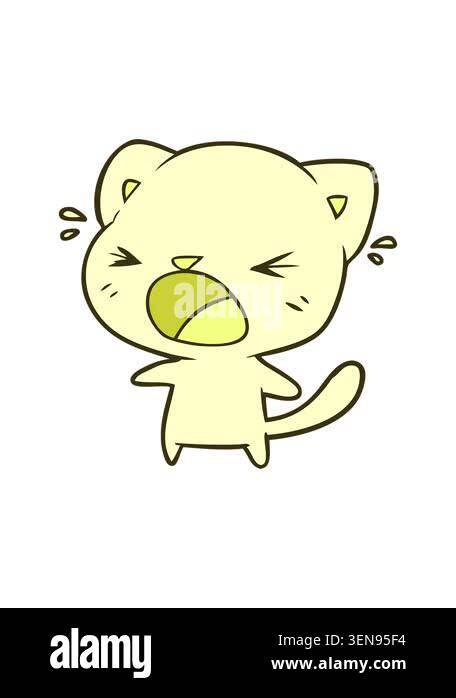 changing color animation of cute cartoon cat crying Stock Video Footage ...