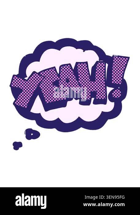 jiggle motion animation of yeah freehand drawn thought bubble cartoon ...